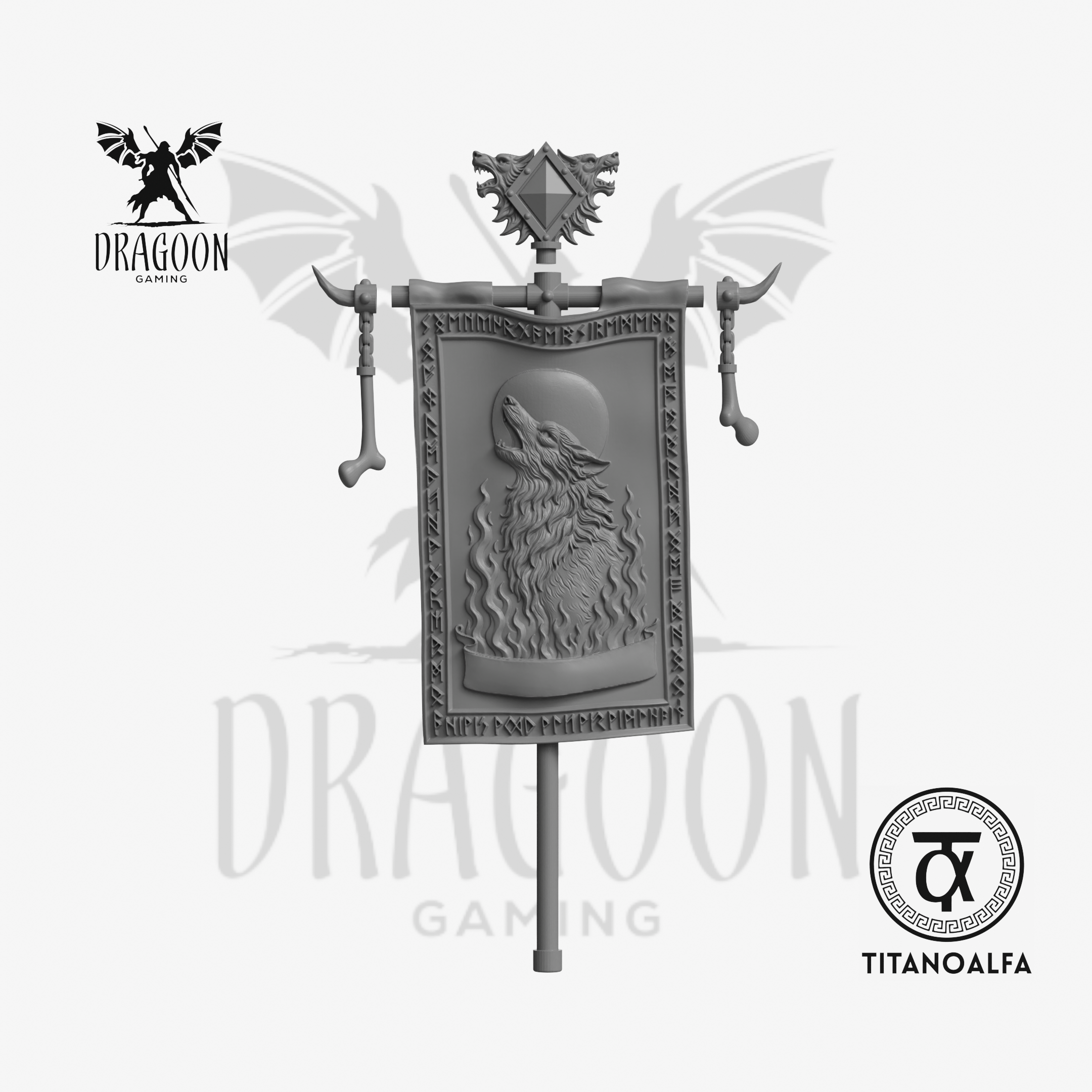 Dragoon Gaming Howling Wolf Banner - 28mm Warhammer 40k Space Wolves ...