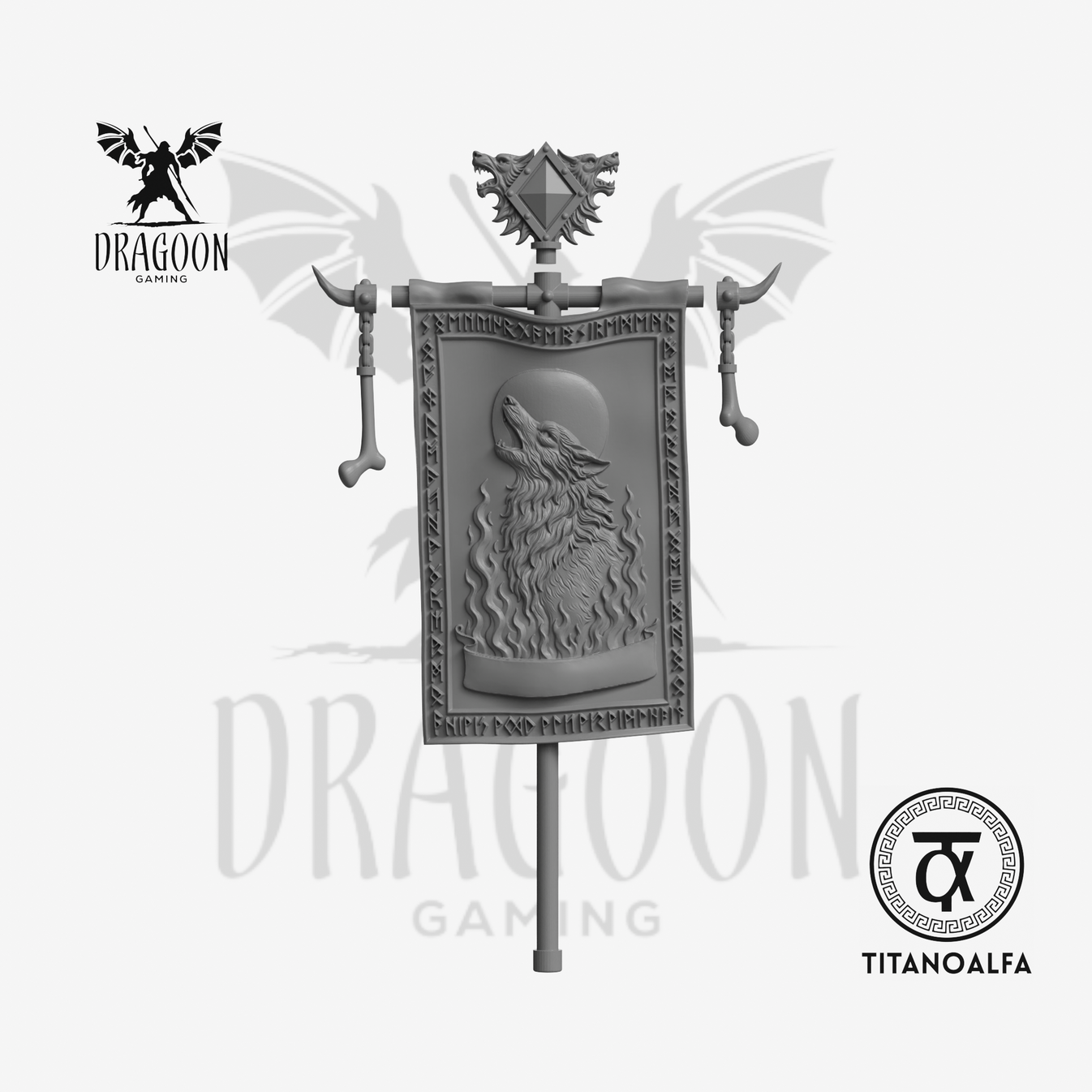 Dragoon Gaming Howling Wolf Banner - 28mm Warhammer 40k Space Wolves ...