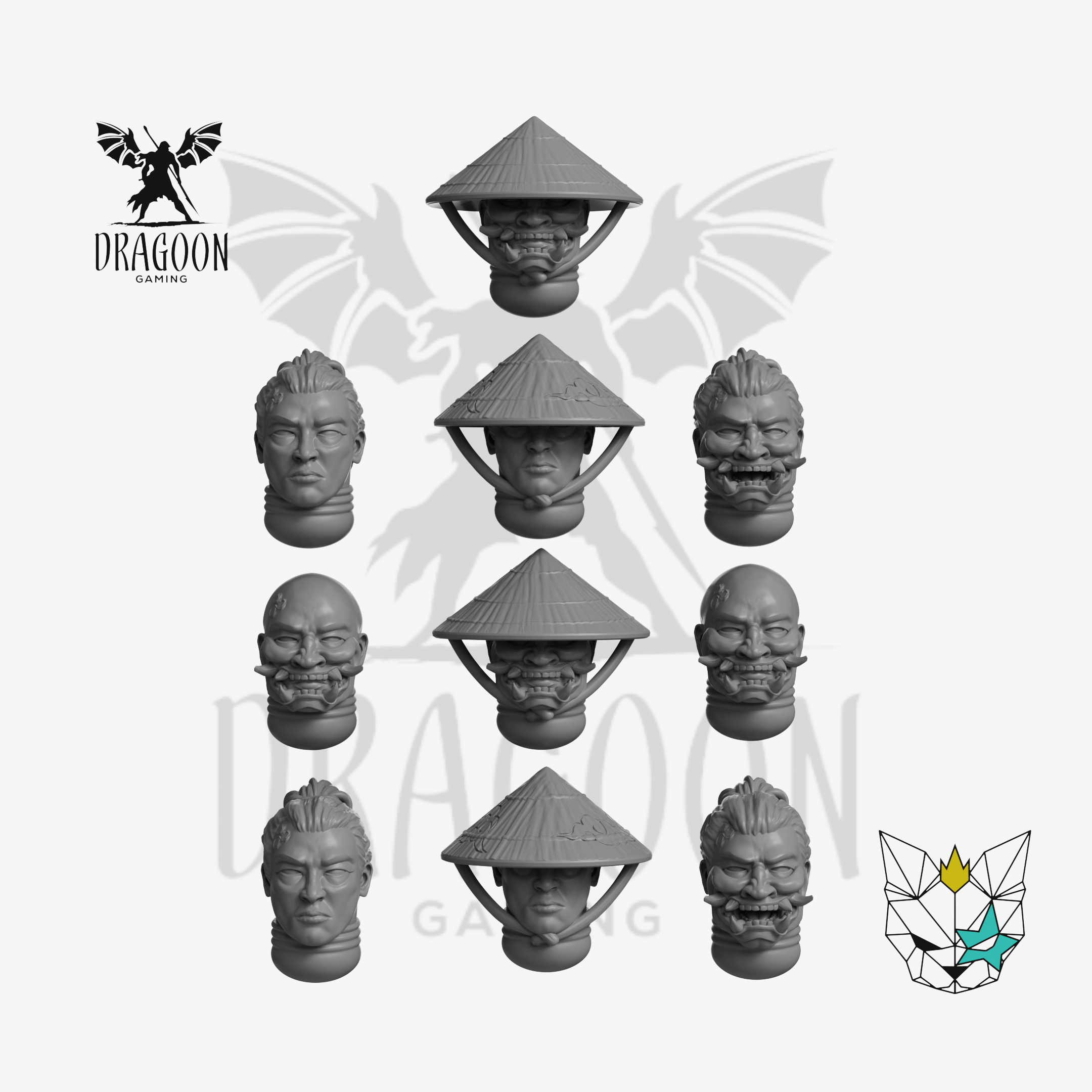 Dragoon Gaming Samurai Style Heads - 28mm Warhammer 40k White Scars ...