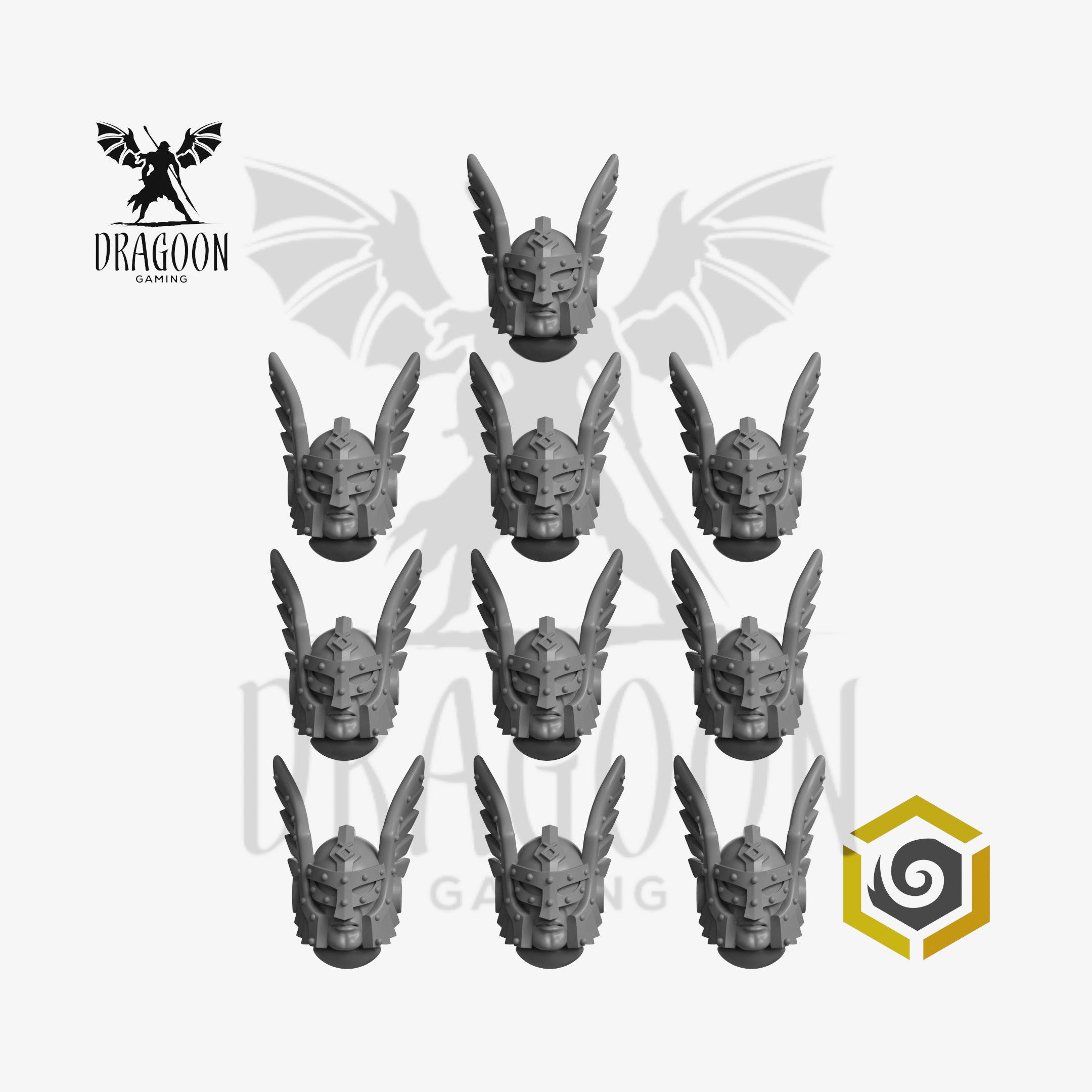 Winged Viking Helmets - 28mm Warhammer 40k Space Wolves Compatible Bits